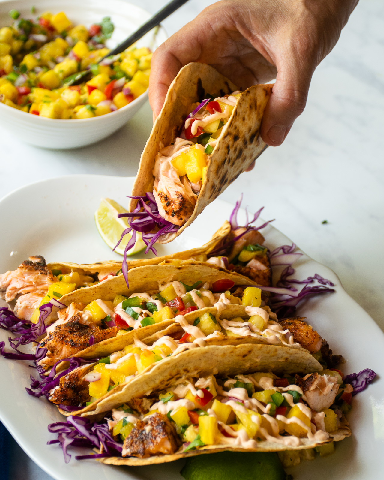 Spicy Salmon Tacos | Blue Jean Chef - Meredith Laurence