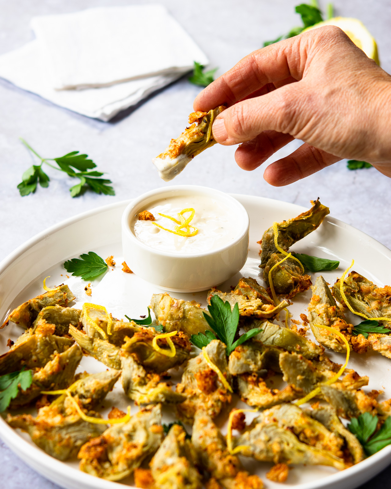 Crispy Roasted Artichoke Hearts with Parmesan and Lemon Mayo | Blue ...